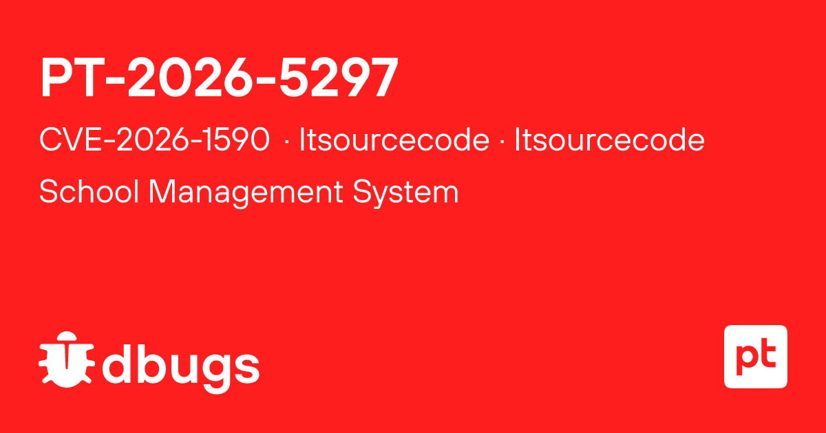 CVE-2026-1590 — Itsourcecode School Management System | dbugs